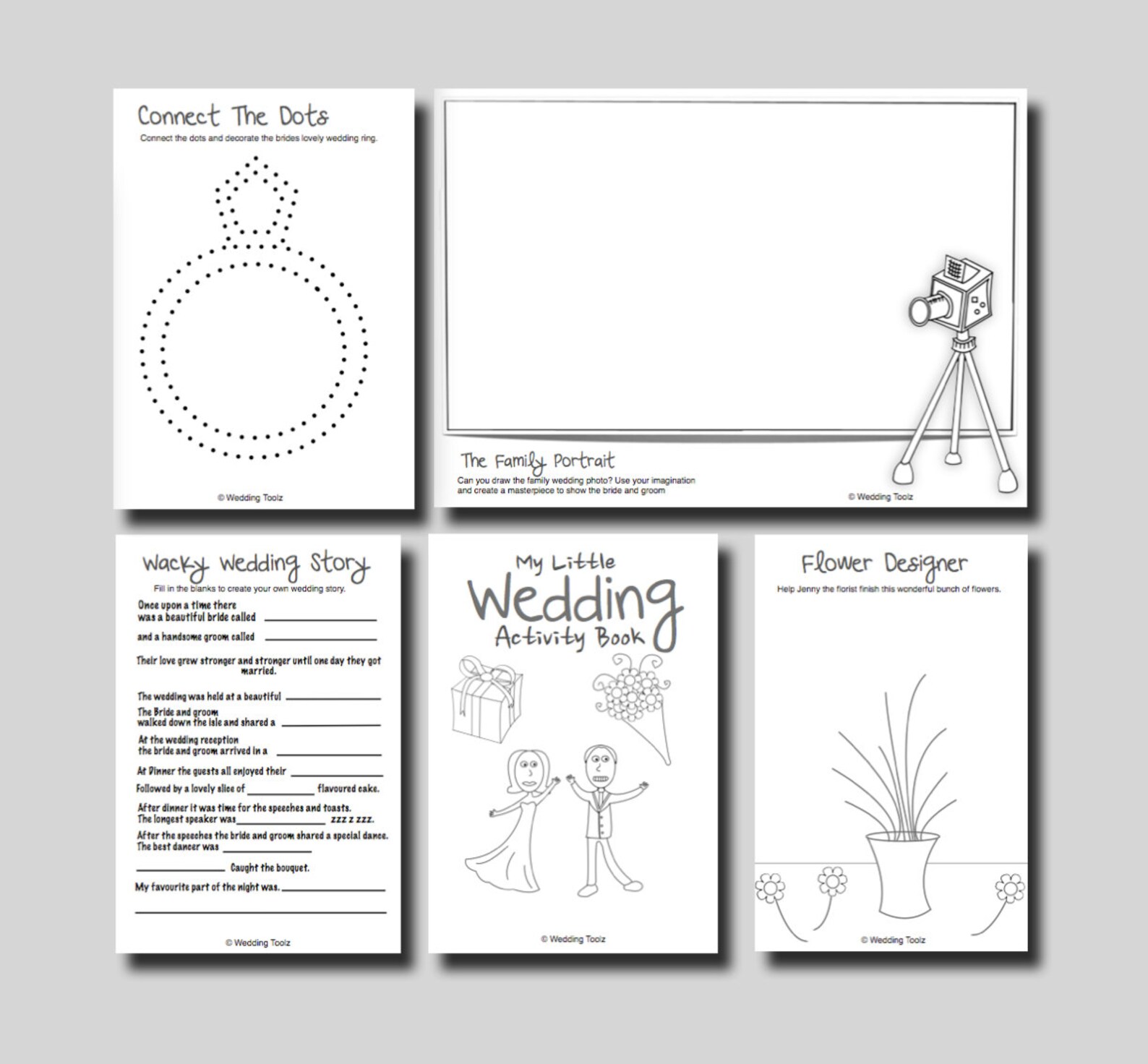 Kids Wedding Activity Book Mint Cover Print at Home PDF Kids Games and ...