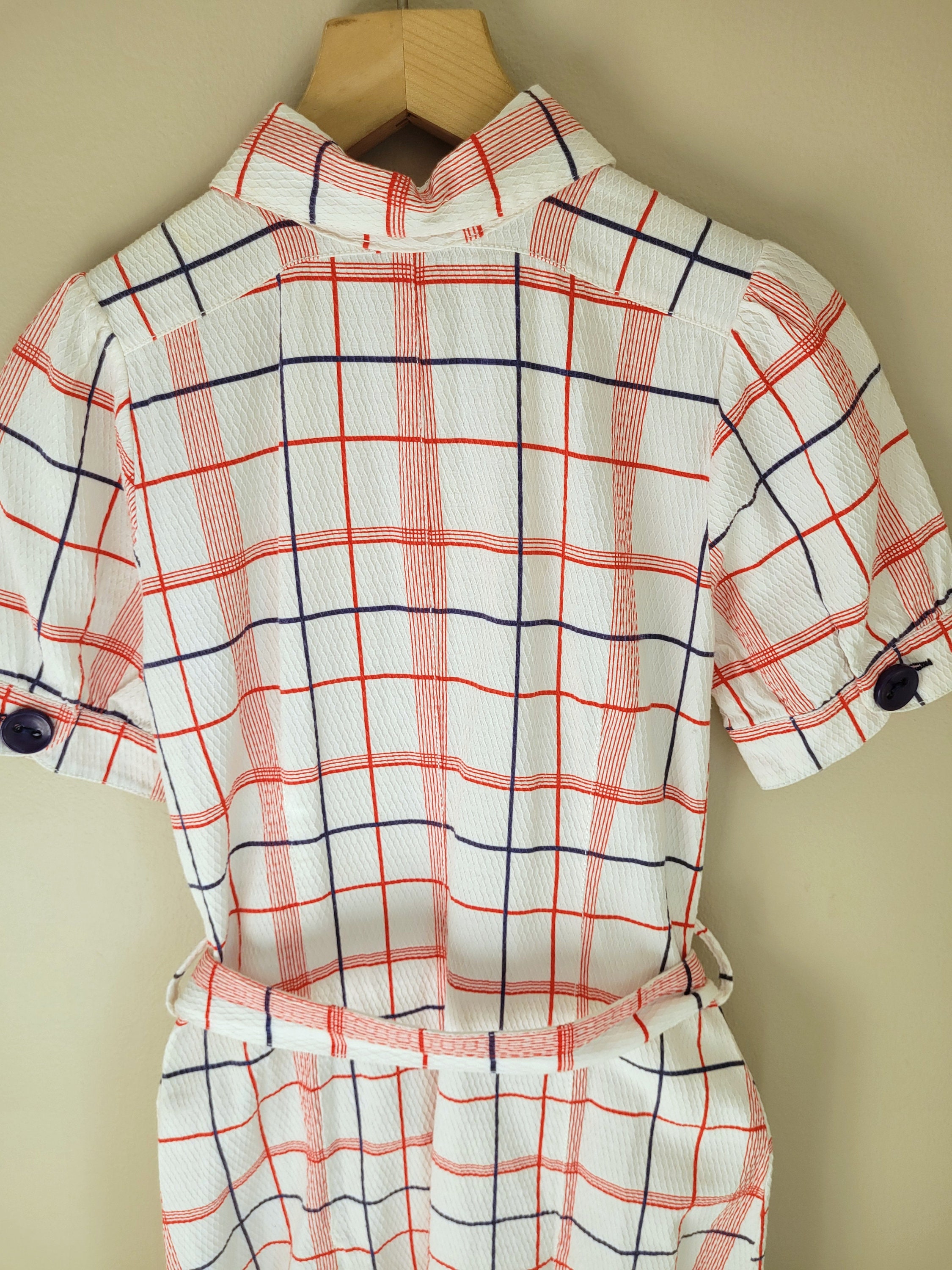 Vintage Sporty Mini Dress. Button Front. Day Wear. Red White & Blue ...