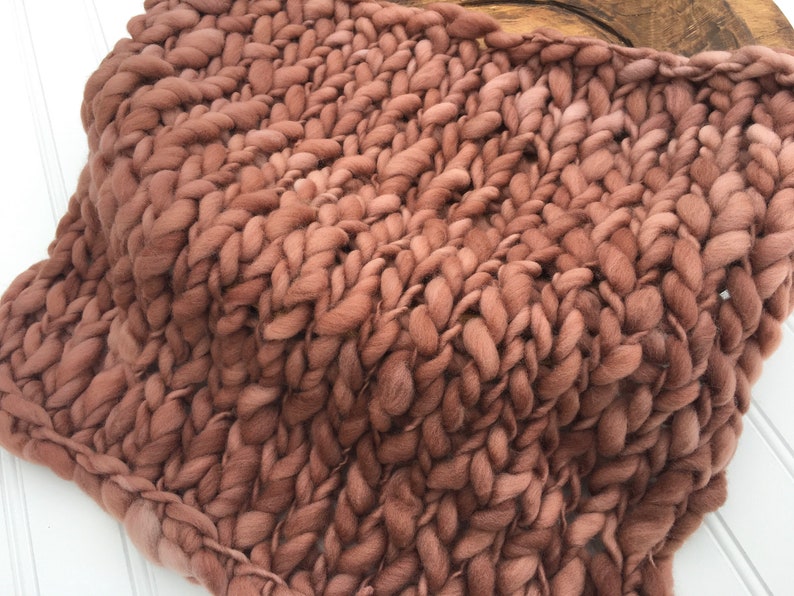 Chestnut Warm Brown Tan Handspun Merino Wool Knit Bump Blanket - Etsy