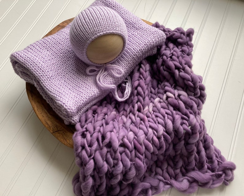 Plum Lilac Lavender Purple Thick Thin Merino Wool Layering Bump Blanket ...
