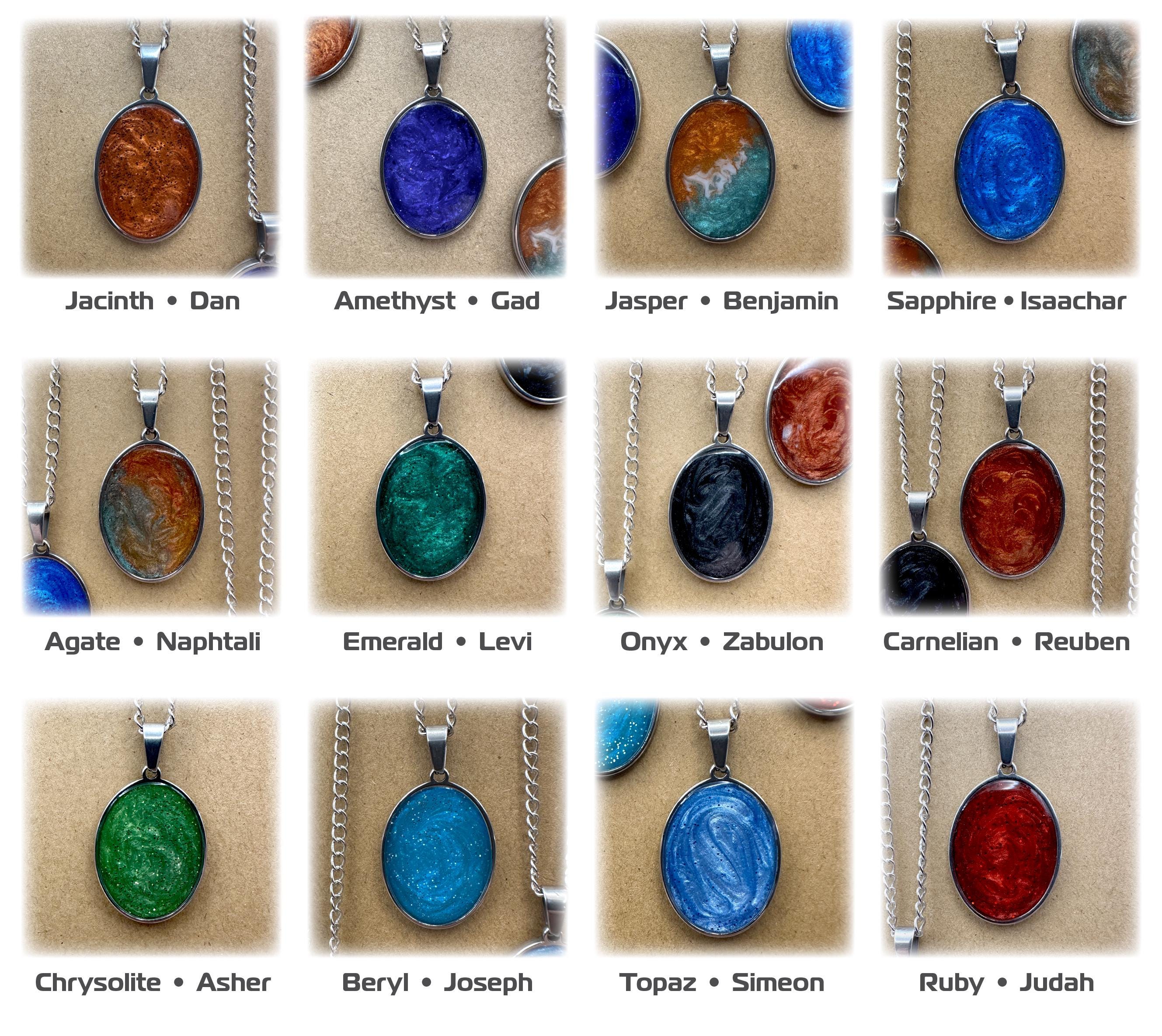 12 Tribes of Israel Jewel Symbolic Representations Resin Pendant ...