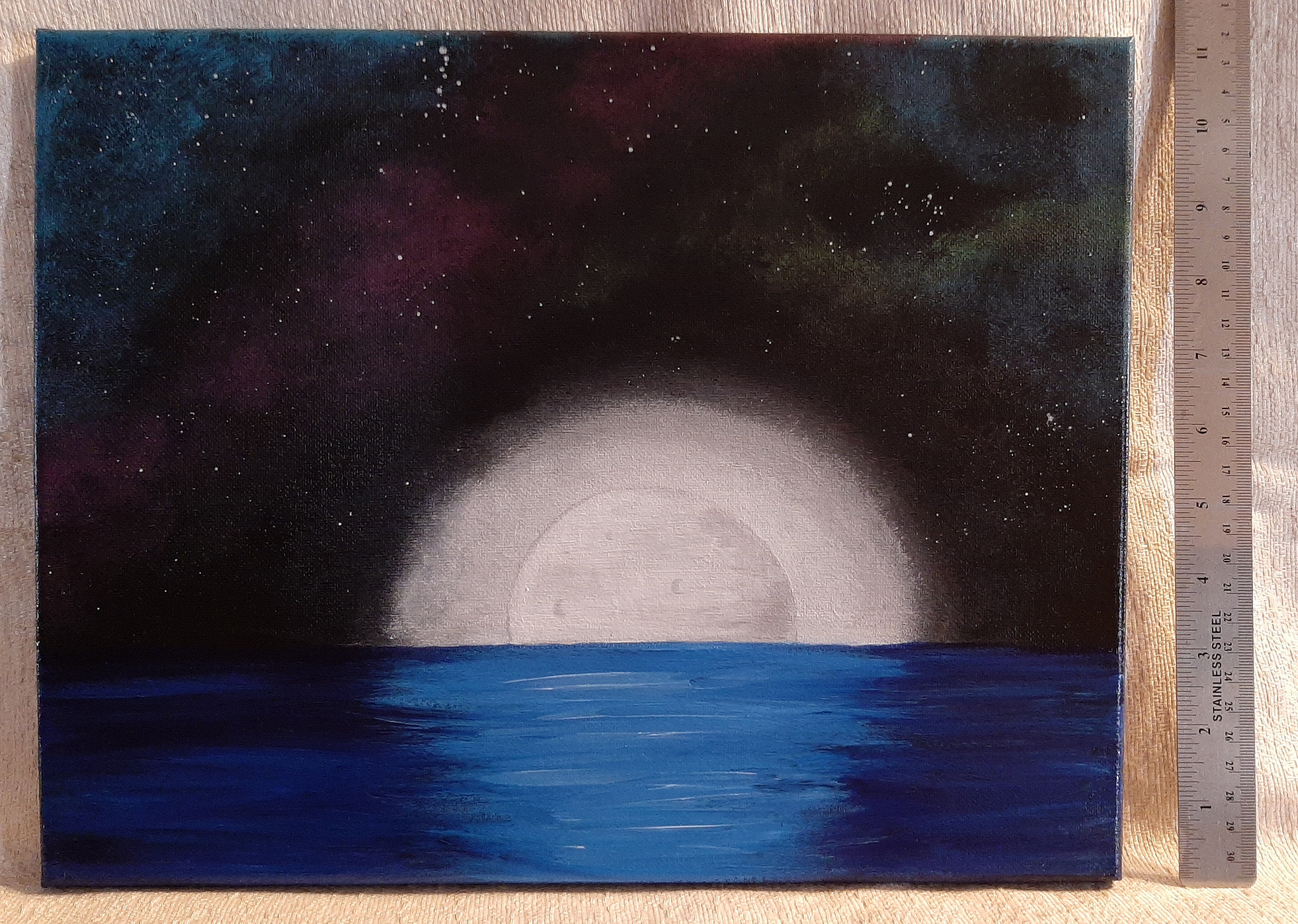Ocean Moonscape Acrylic Painting - Etsy.de