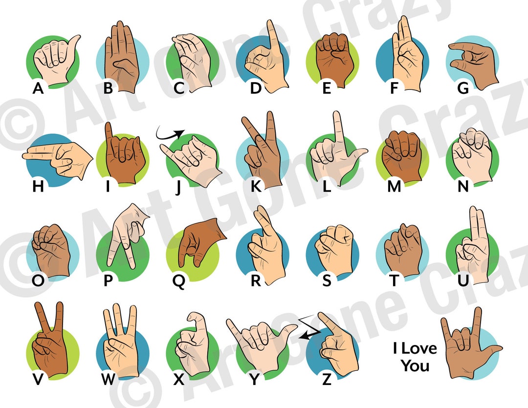 Abcs in ASL Alphabet Sign Language Cards - Etsy