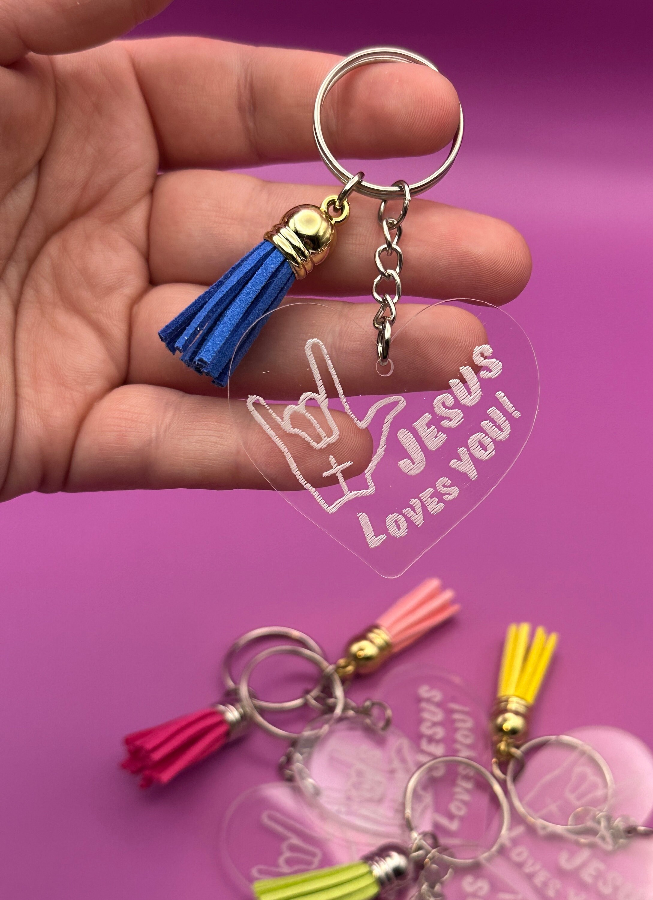 Jesus Loves You, ILY Sign Language, Acrylic Engraved Key Chain - Etsy