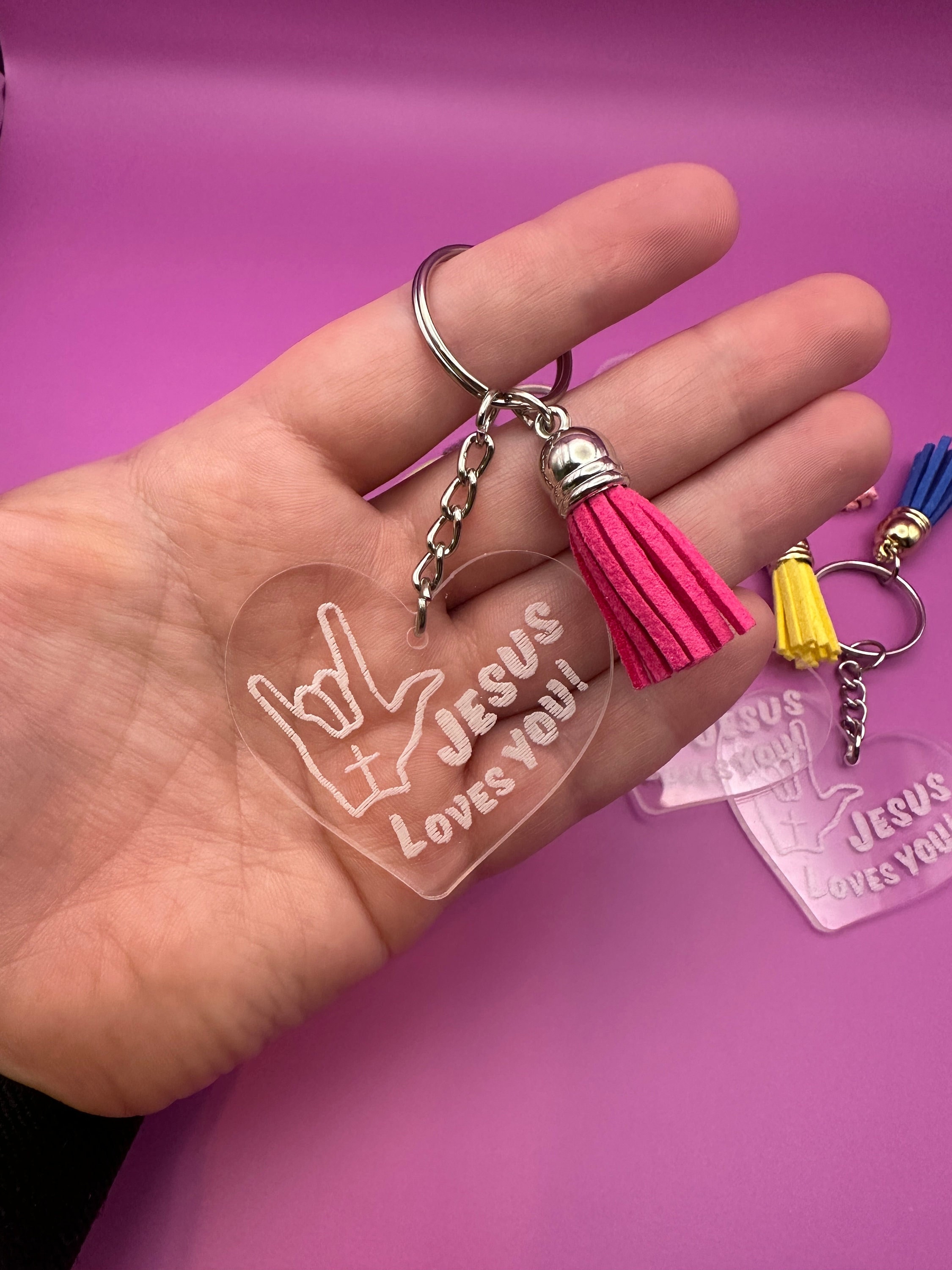 Jesus Loves You, ILY Sign Language, Acrylic Engraved Key Chain - Etsy
