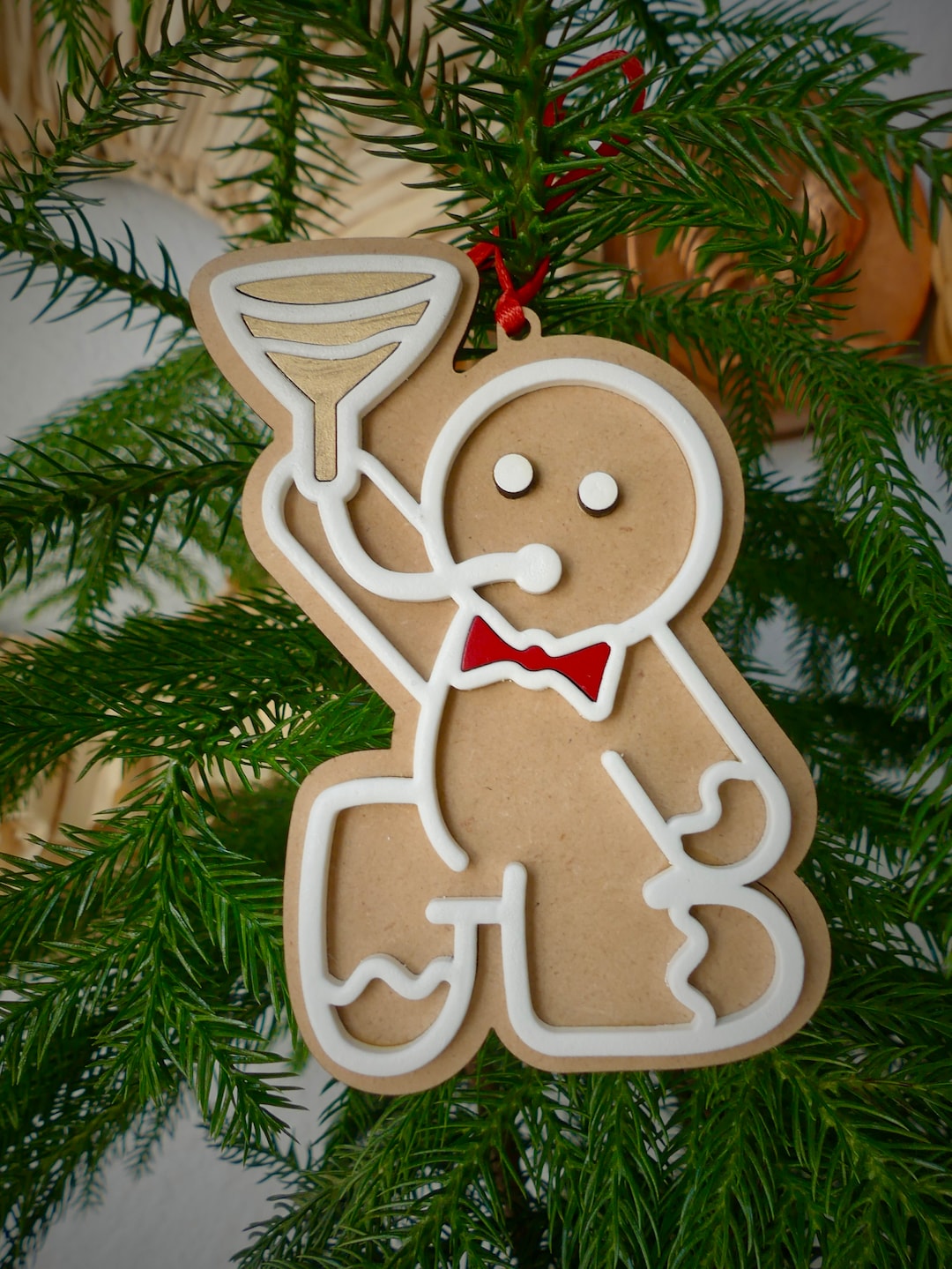 Naughty Gingerbread Man Beer Bong Christmas Cookie Style Funny Ornament ...