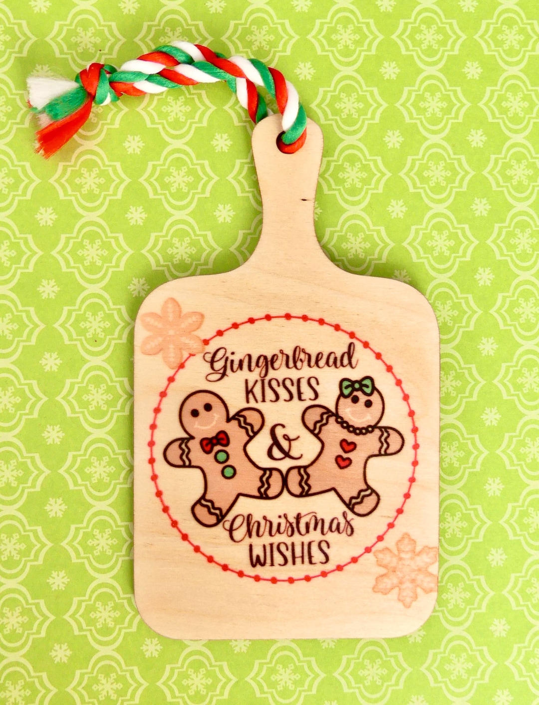 Gingerbread Kisses and Christmas Wishes Holiday Ornament - Etsy