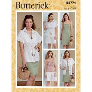 Butterick Sewing Pattern B6774 Misses' Jacket, Belt, Dress, Top ...