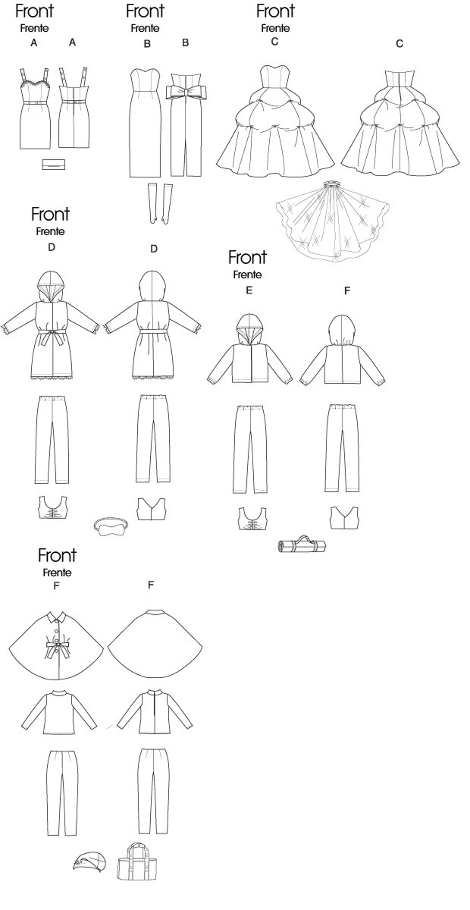 Mccall's Sewing Pattern M6258 Doll Clothes for 11.5" Doll - Etsy