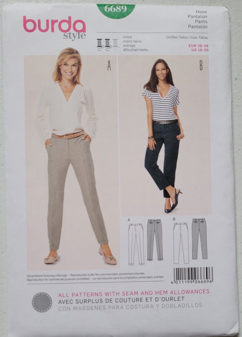 OUT of PRINT Burda Style Sewing Pattern 6689 Misses Pants - Etsy