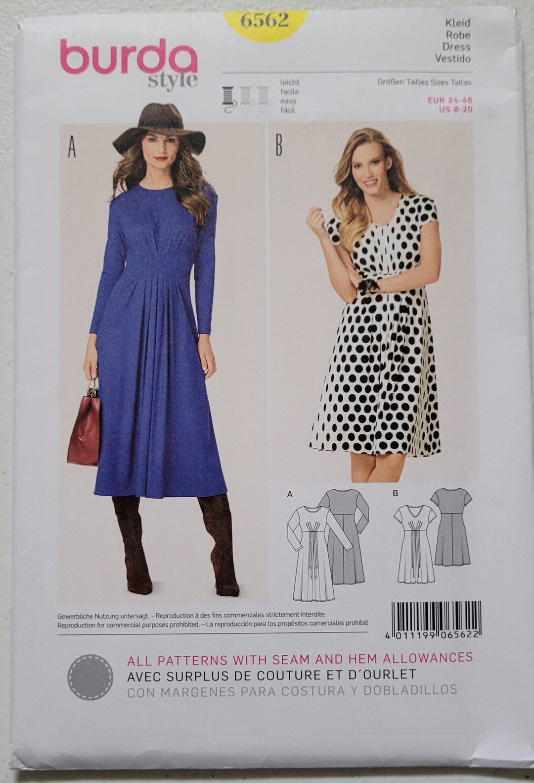 OUT of PRINT Burda Style Sewing Pattern 6562 Misses Dress - Etsy