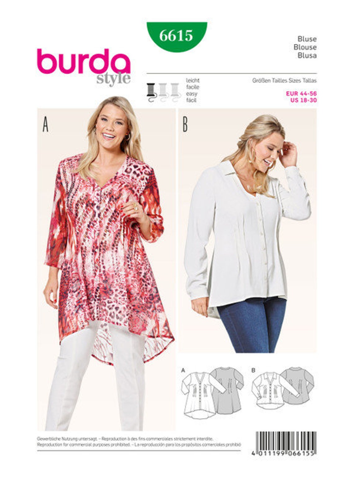Burda Style Sewing Pattern 6615 Misses' Blouse - Etsy