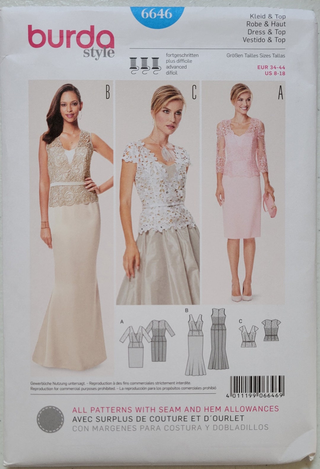 OUT of PRINT Burda Style Sewing Pattern 6646 Misses Dress and Top - Etsy