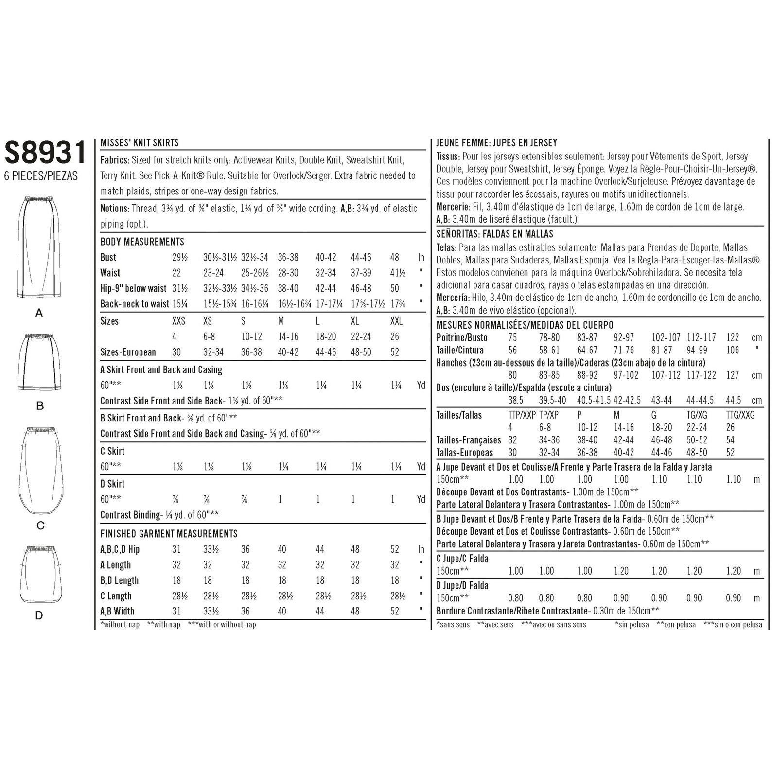 OUT of PRINT Simplicity Sewing Pattern S8931 Misses' Knit | Etsy