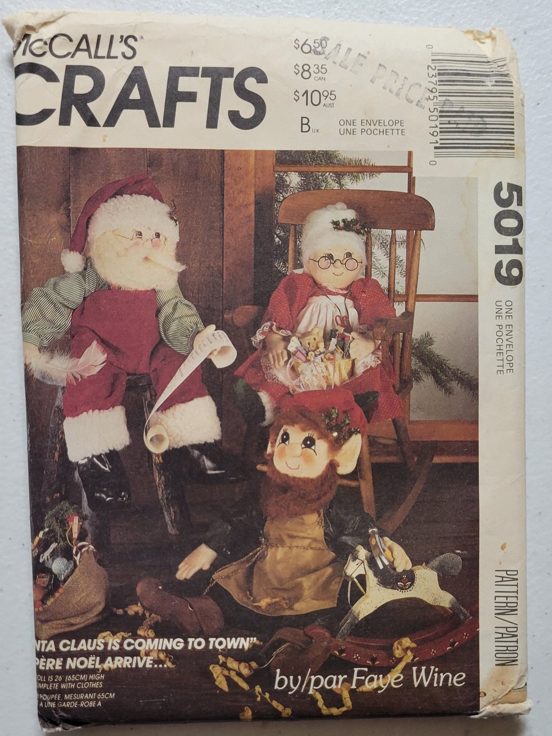 VINTAGE Mccall's Sewing Pattern 5019 Santa, Mrs Clause or Elf Doll and ...