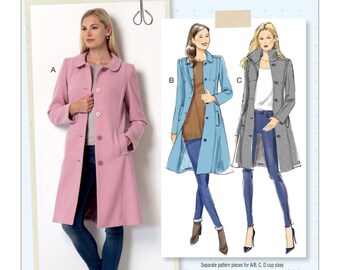 Sewing Pattern for Princess Seamed Misses Coats, Collar Variations ...