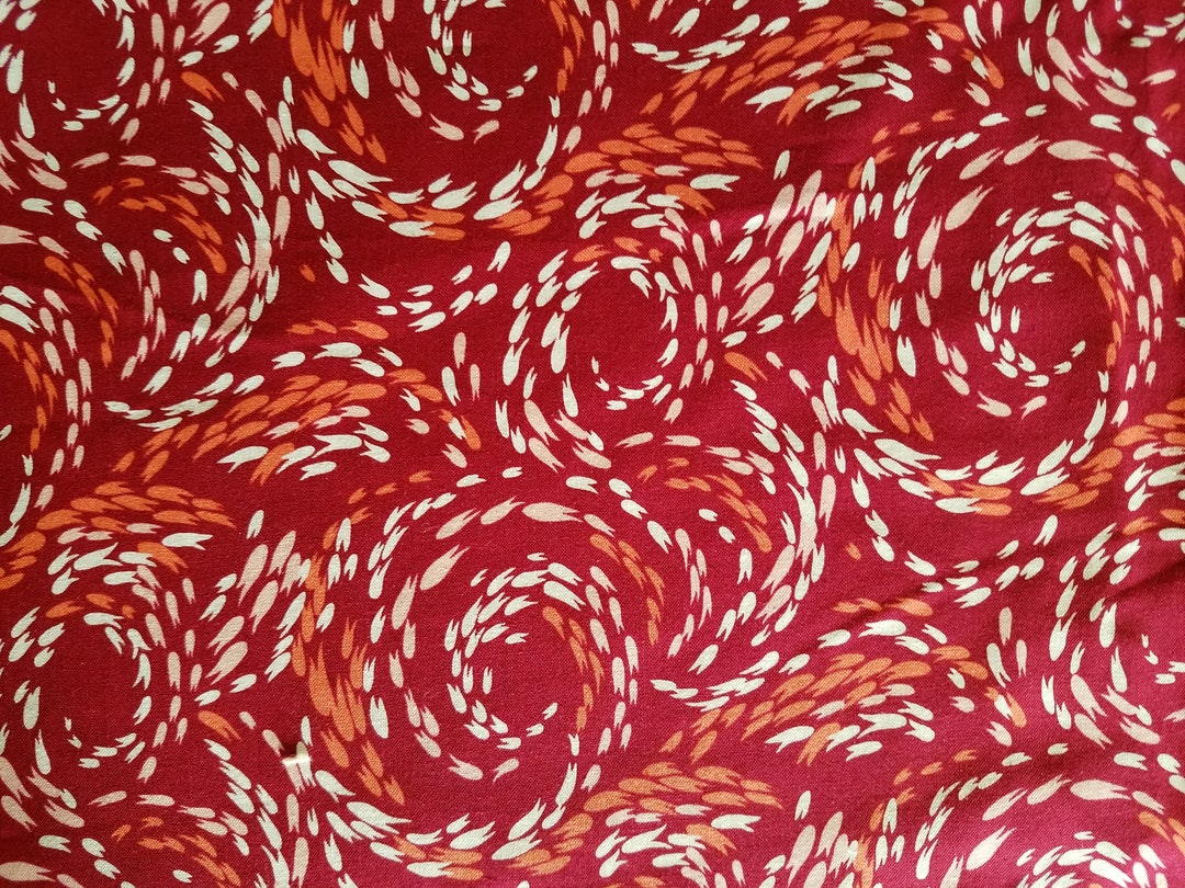 Red Swirl Cotton Fabric Sold by the Yard - Etsy