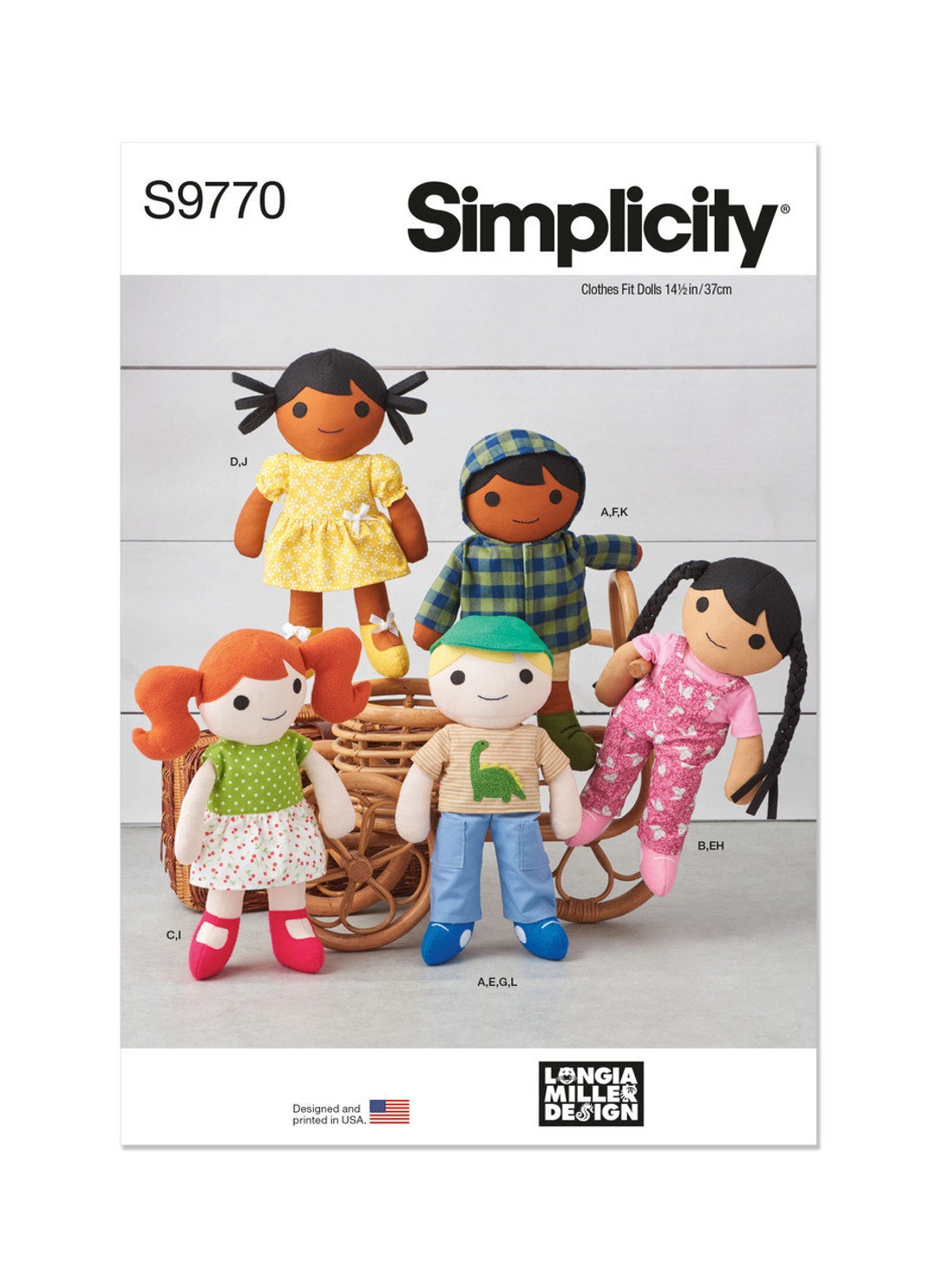 Simplicity Sewing Pattern S9770 14 1/2" Cloth Dolls and Clothes by ...