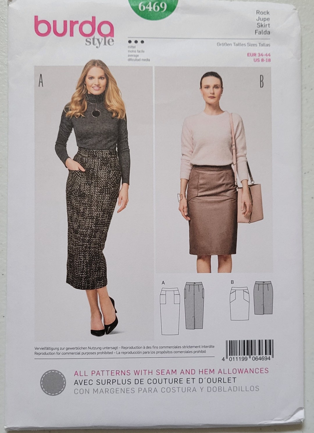 OUT of PRINT Burda Style Sewing Pattern 6469 Misses Skirt - Etsy