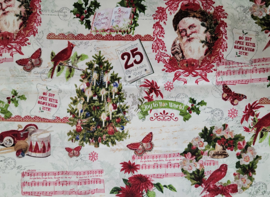 Vintage Santa Cotton Fabric 1 Yard 7 Inches - Etsy