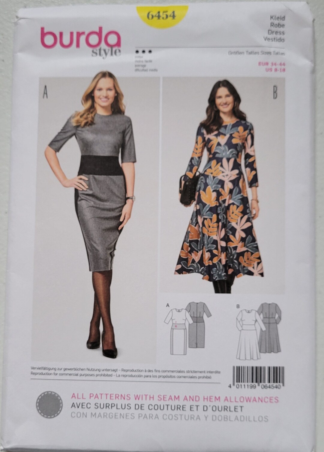 OUT of PRINT Burda Style Sewing Pattern 6454 Misses Dress - Etsy