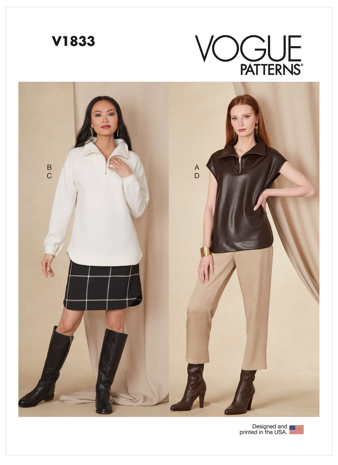 Vogue Sewing Pattern V1833 Misses' Top, Skirt and Pants - Etsy