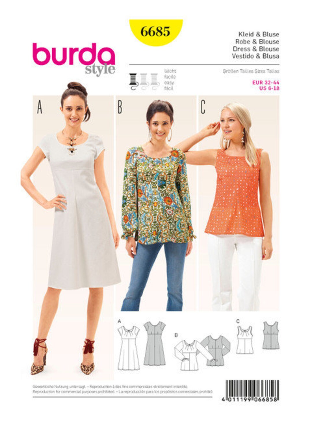 Burda Style Sewing Pattern 6685 Misses' Dress and Blouse - Etsy