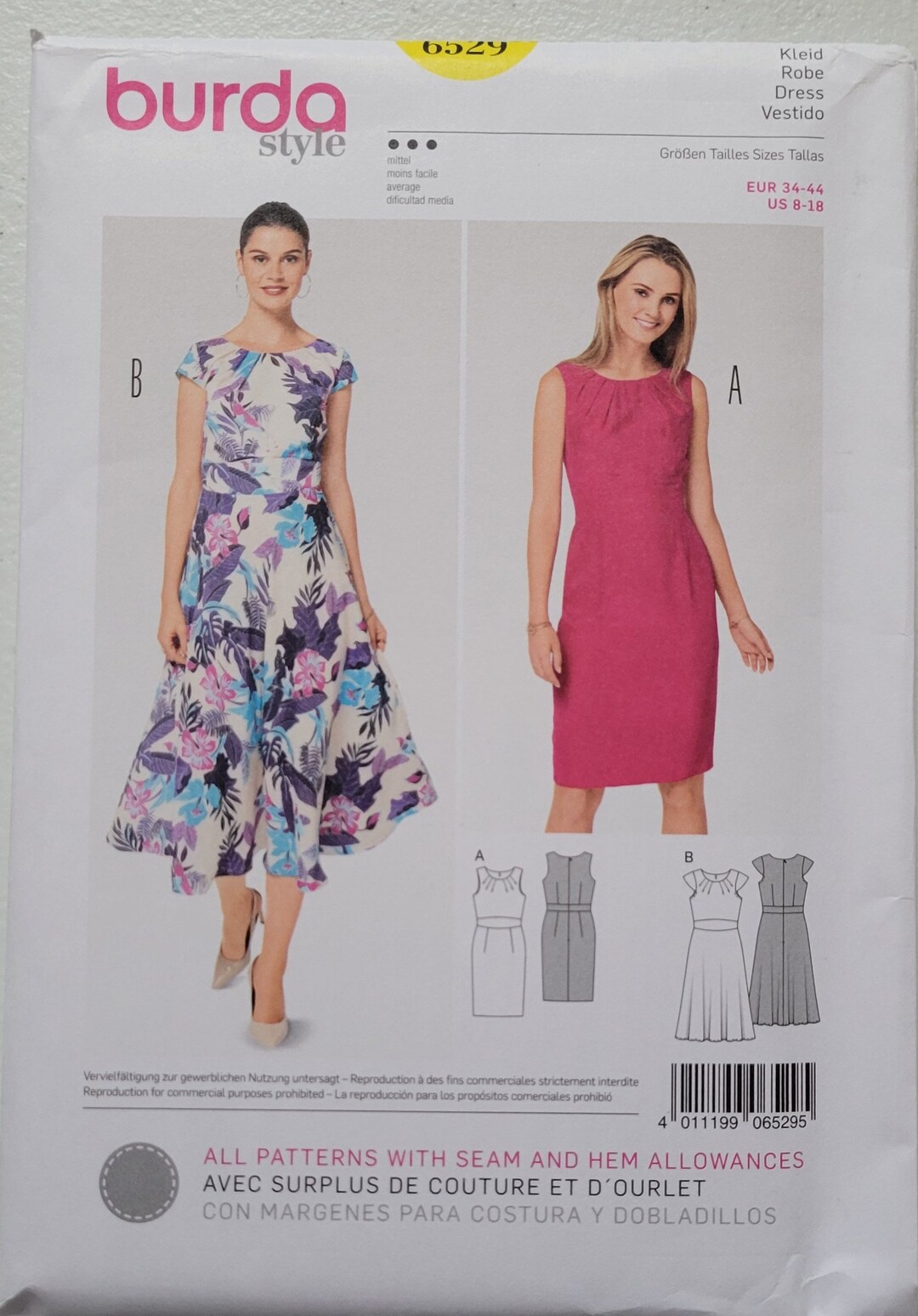 OUT of PRINT Burda Style Sewing Pattern 6529 Misses Dress - Etsy