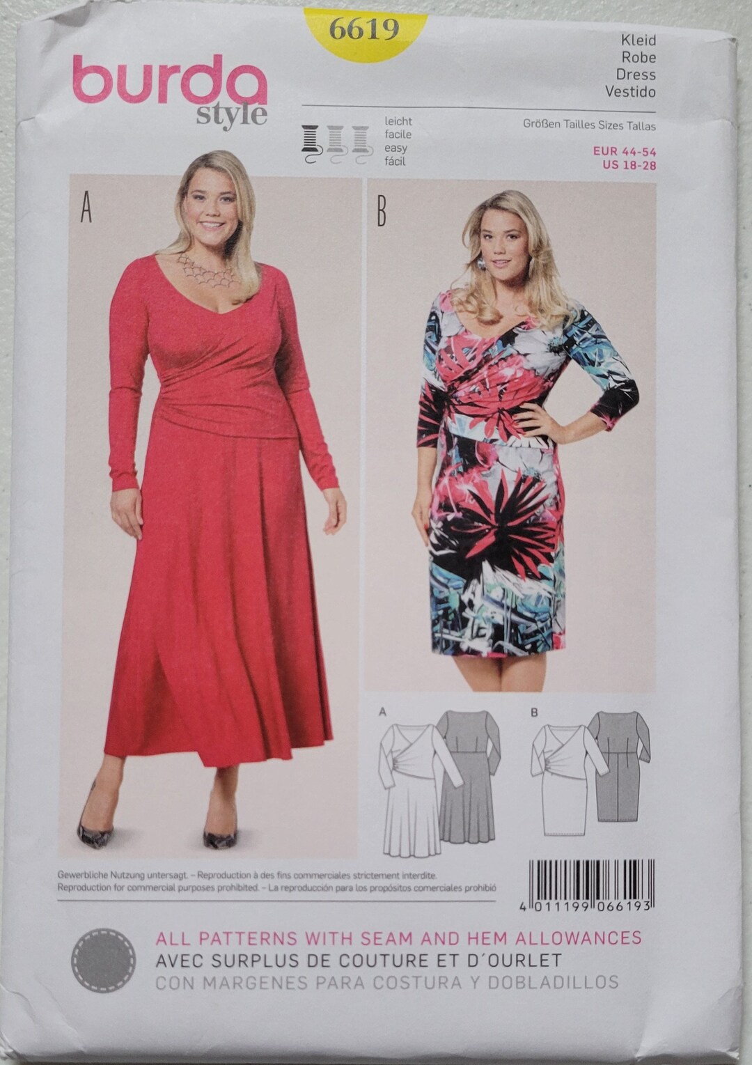 OUT of PRINT Burda Style Sewing Pattern 6619 Misses Dress - Etsy