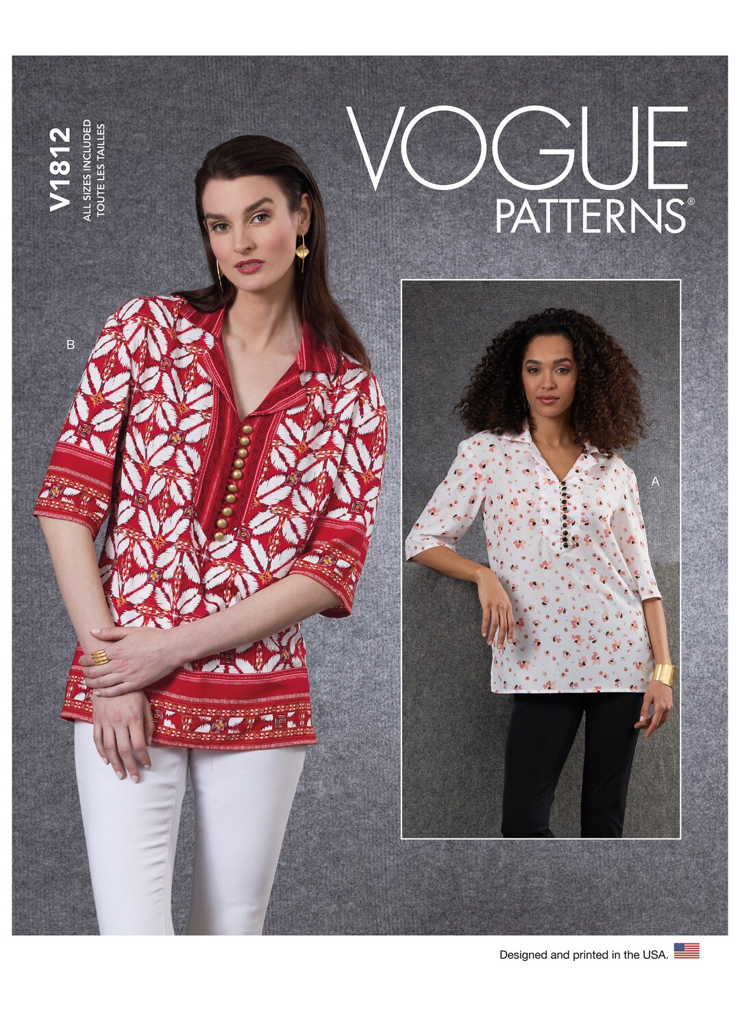 OUT of PRINT Vogue Sewing Pattern V1812 Misses' Tunics - Etsy