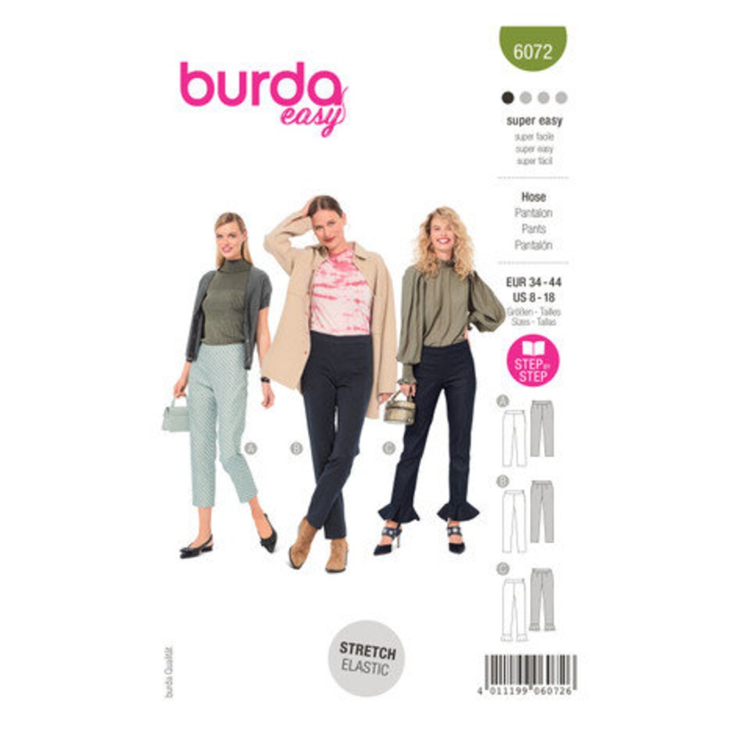Burda Style Sewing Pattern 6072 Misses' Trousers and Pants in a Narrow ...