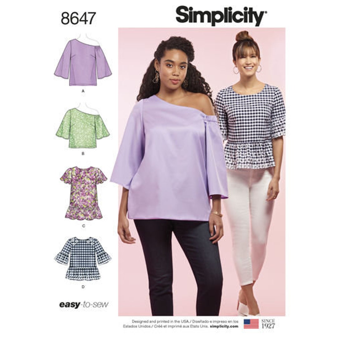 OUT of PRINT Simplicity Sewing Pattern 8647 Misses'/women's Easy Tops ...