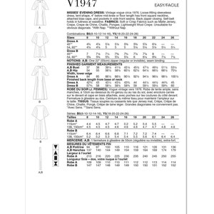 Vogue Sewing Pattern V1947 Misses’ Evening Dress Vintage 1970's - Etsy