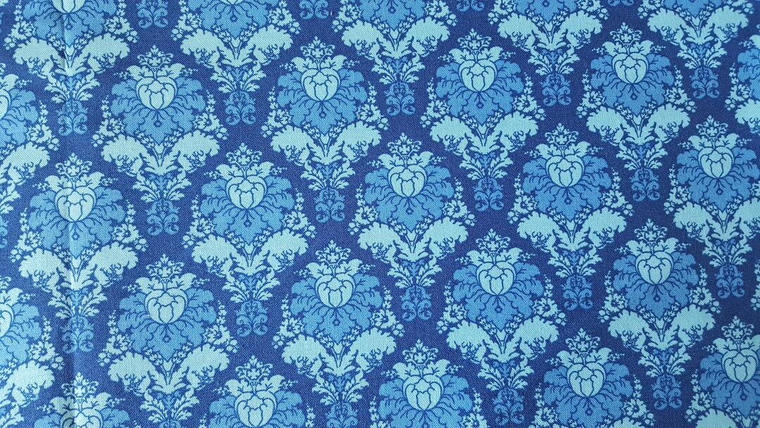 Blue Floral Cotton Fabric by the Yard - Etsy
