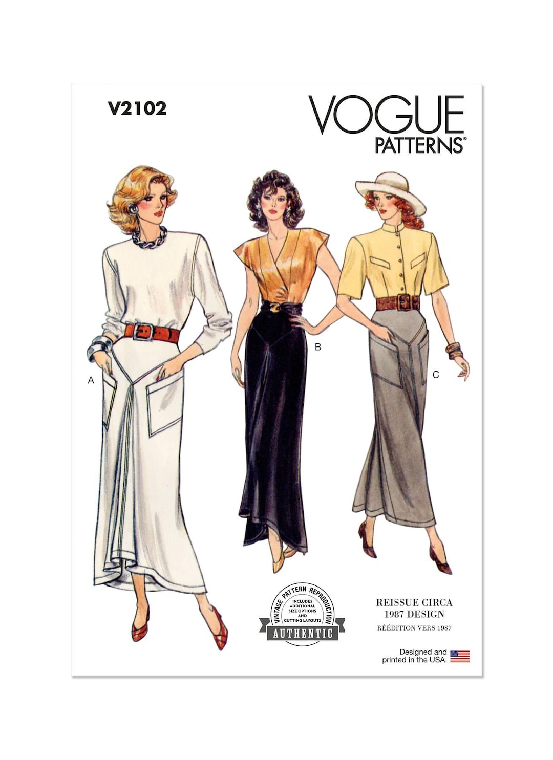 Vogue Sewing Pattern V2102 1980s Misses' Skirts - Etsy