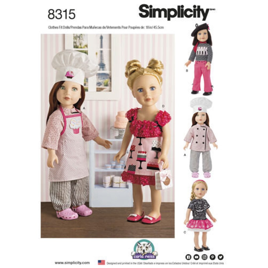 Simplicity Sewing Pattern 8315 18" Doll Clothes - Etsy