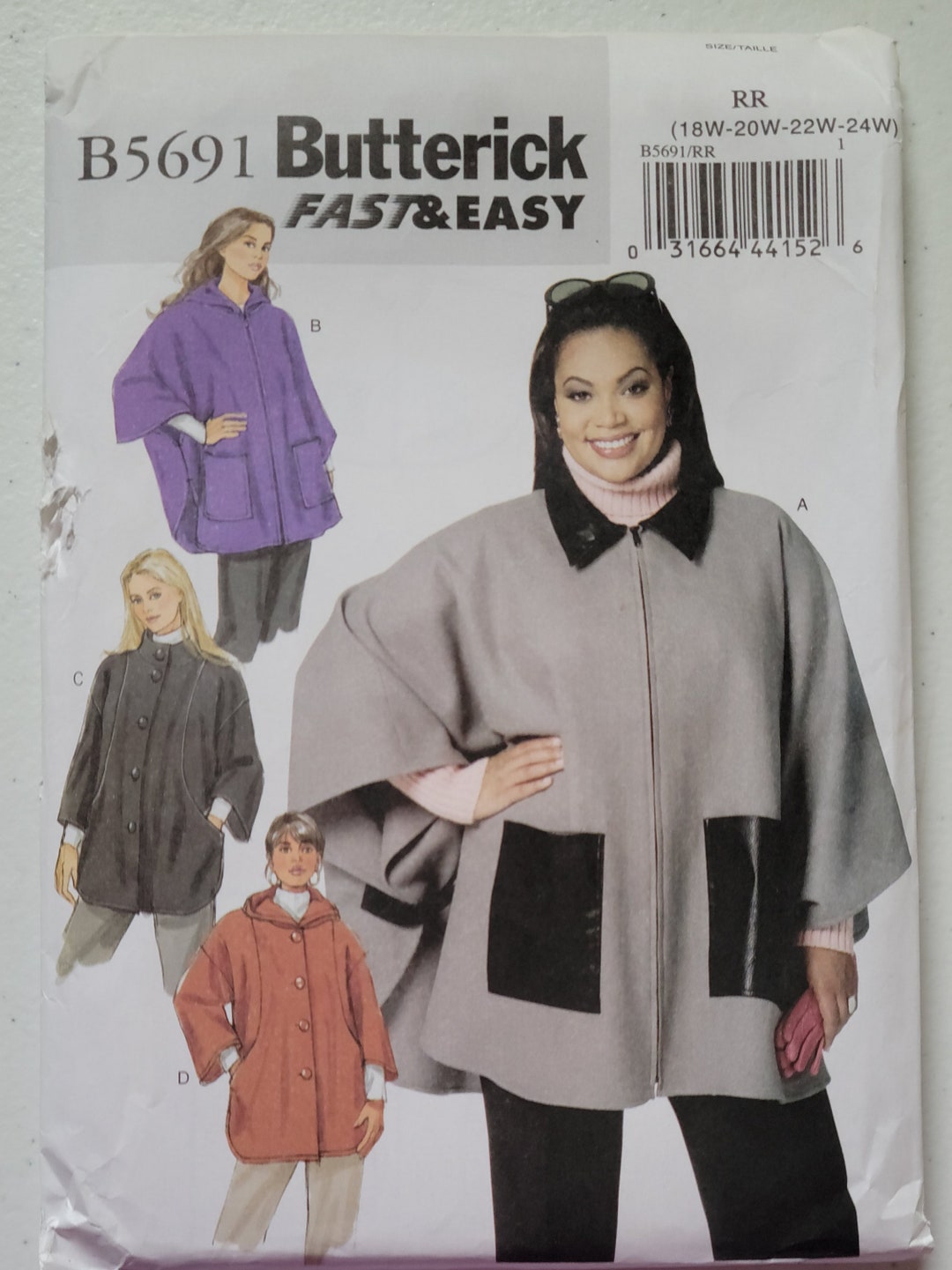 OUT of PRINT Butterick Sewing Pattern B5691 Women's Cape and Jacket - Etsy