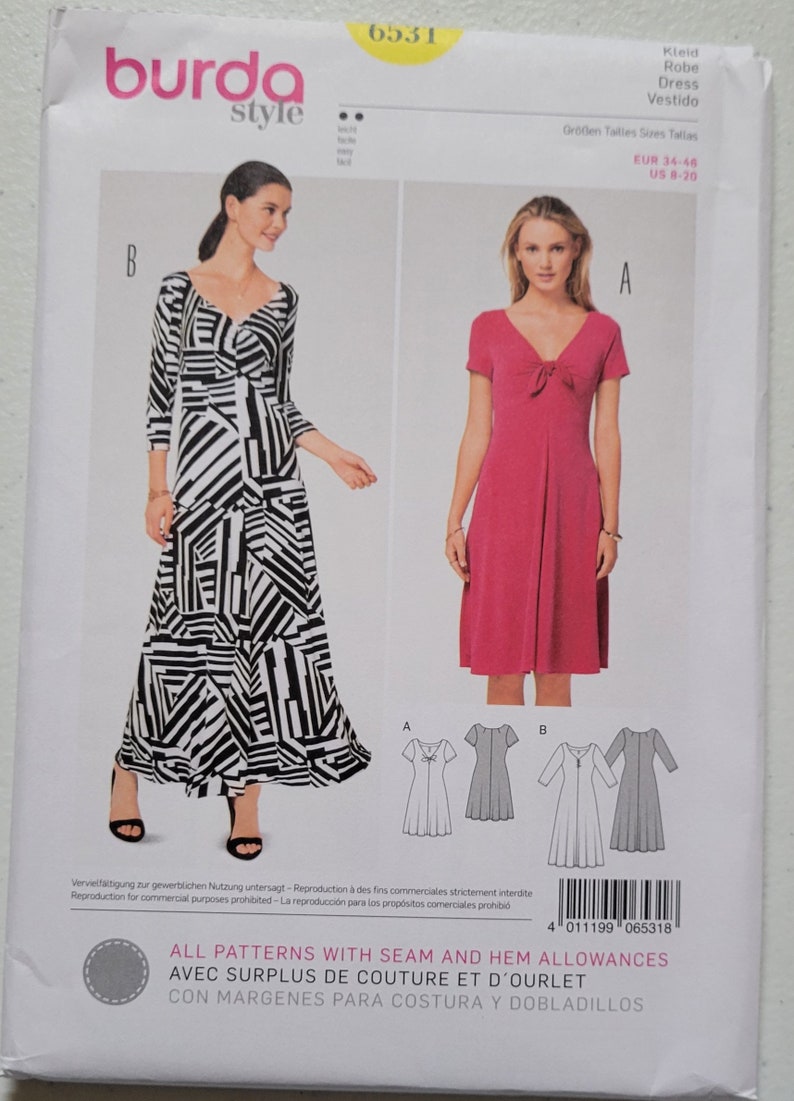 OUT of PRINT Burda Style Sewing Pattern 6531 Misses Dress - Etsy
