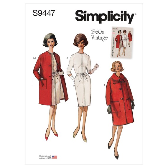 Simplicity Sewing Pattern S9447 Misses' Dress Coat and | Etsy