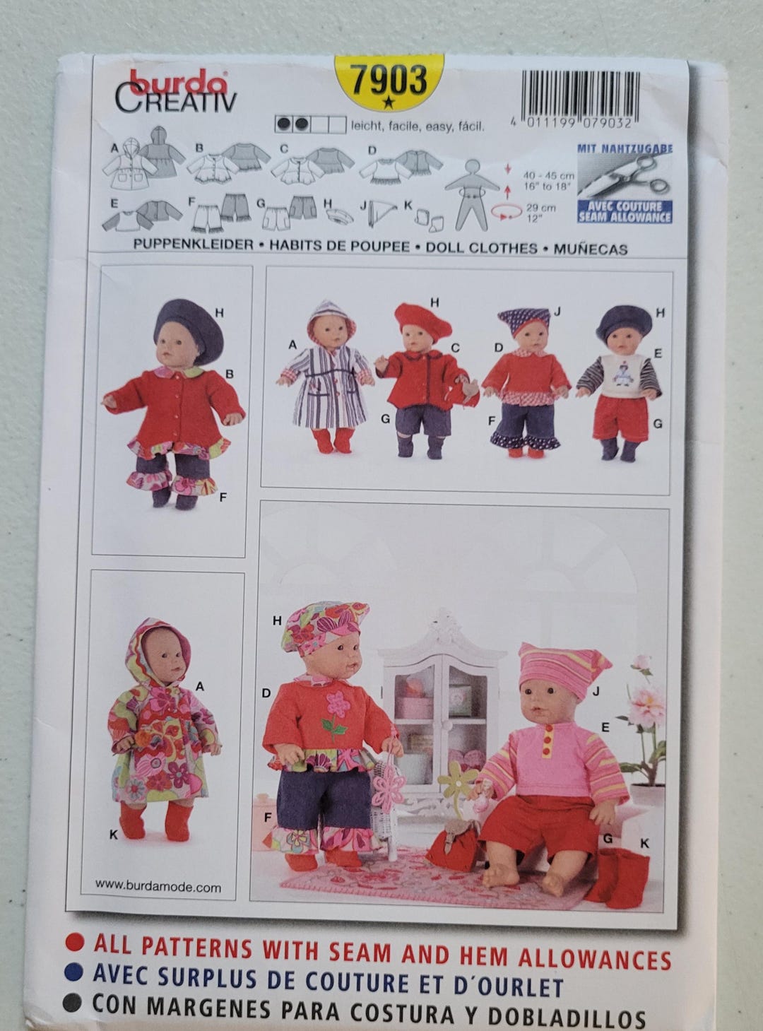 OUT of PRINT Burda Style Sewing Pattern 7903 Doll Clothes - Etsy
