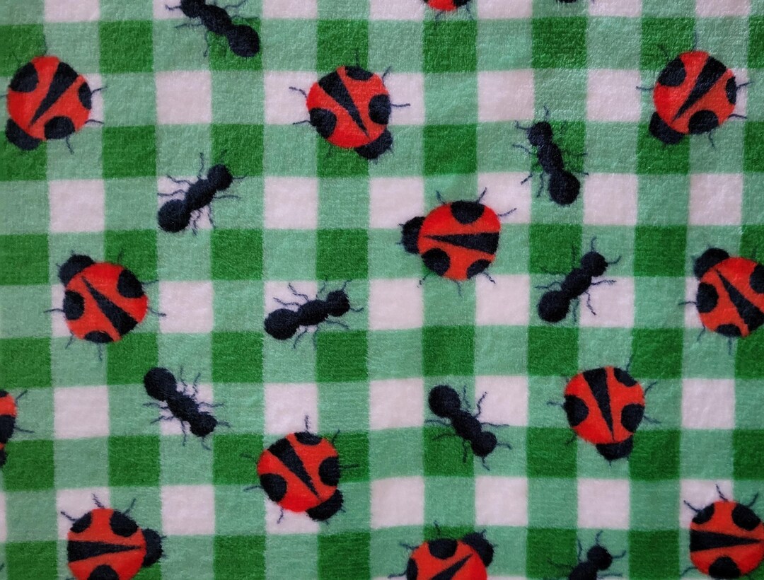 Sew Lush Fleece Picnic Season Bugs on Gingham Sold by the Yard - Etsy
