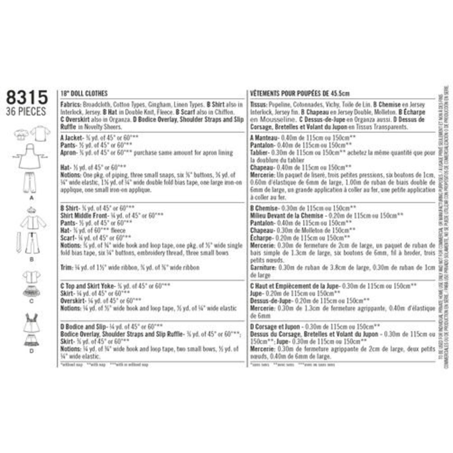 Simplicity Sewing Pattern 8315 18 Doll Clothes - Etsy