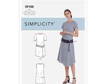 OUT of PRINT Simplicity Sewing Pattern 8383 Misses' Knit Trapeze Dress ...