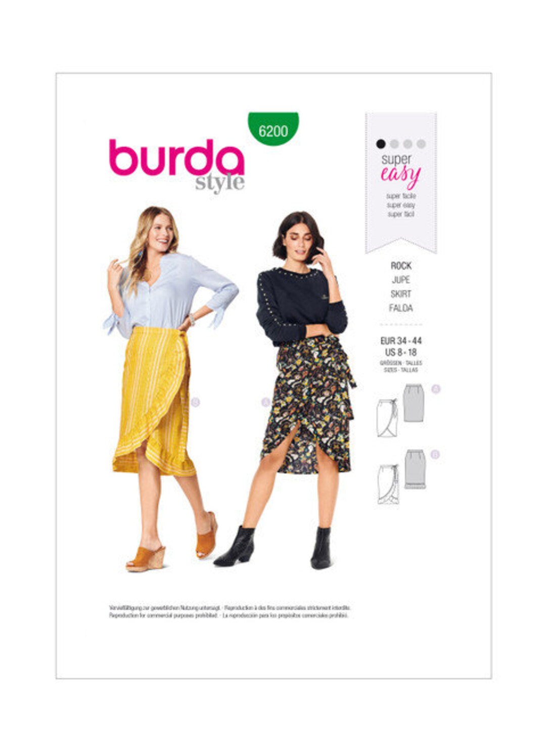 Burda Style Sewing Pattern 6200 Misses' Wrap Skirt With - Etsy