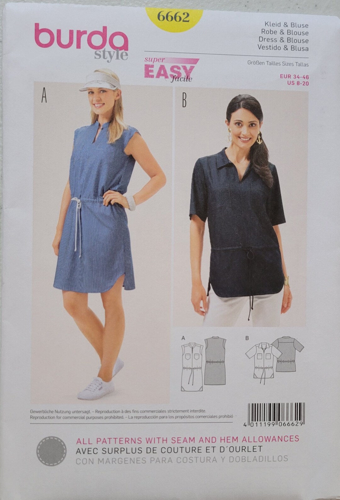 OUT of PRINT Burda Style Sewing Pattern 6662 Misses Dress and Blouse - Etsy