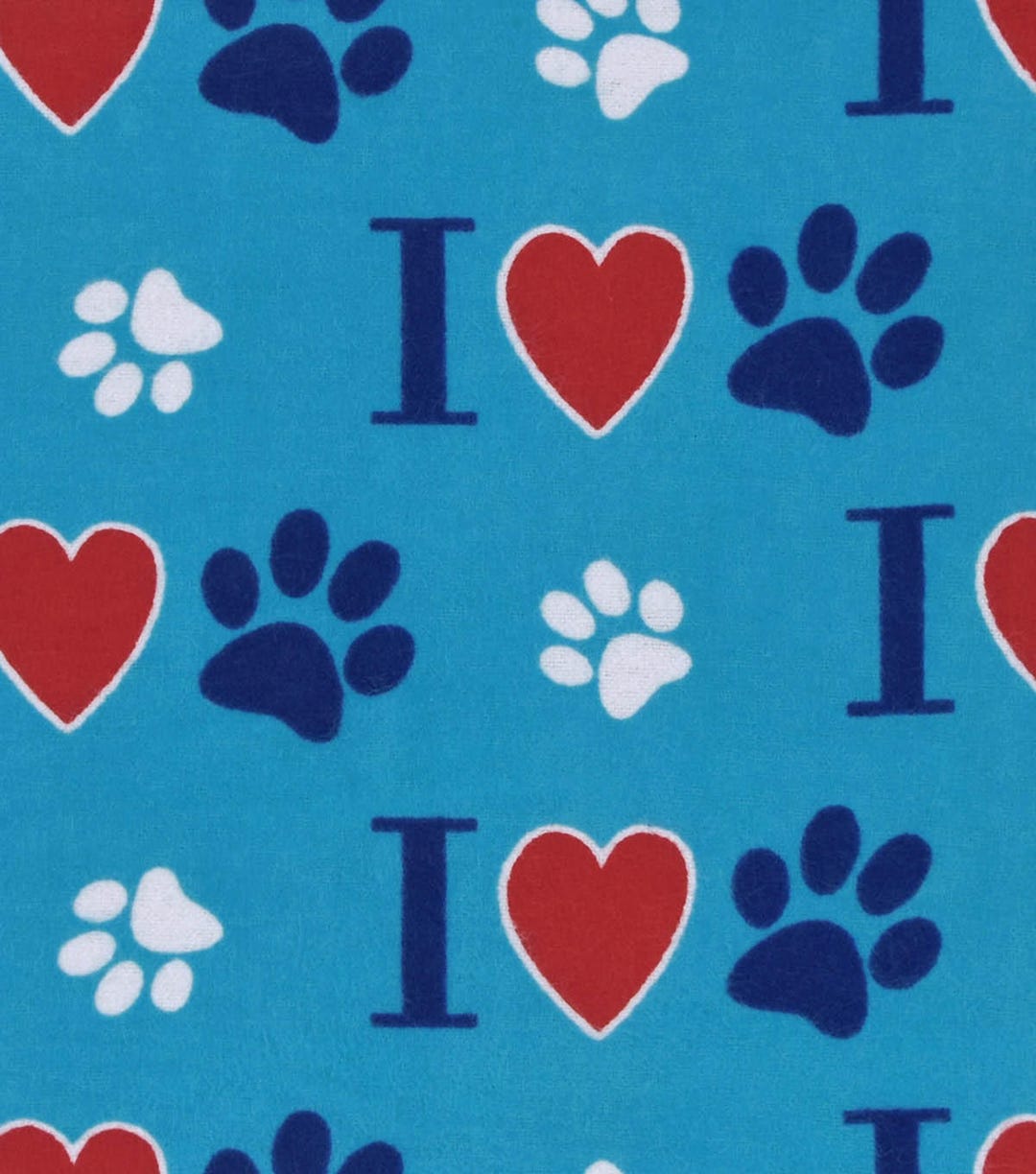 Bone Heart Paw Flannel Fabric (1 Yard 35 Inches) - Etsy