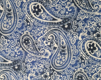 Large Print Blue and White Paisley Upholstery Fabric by the Yard - Etsy