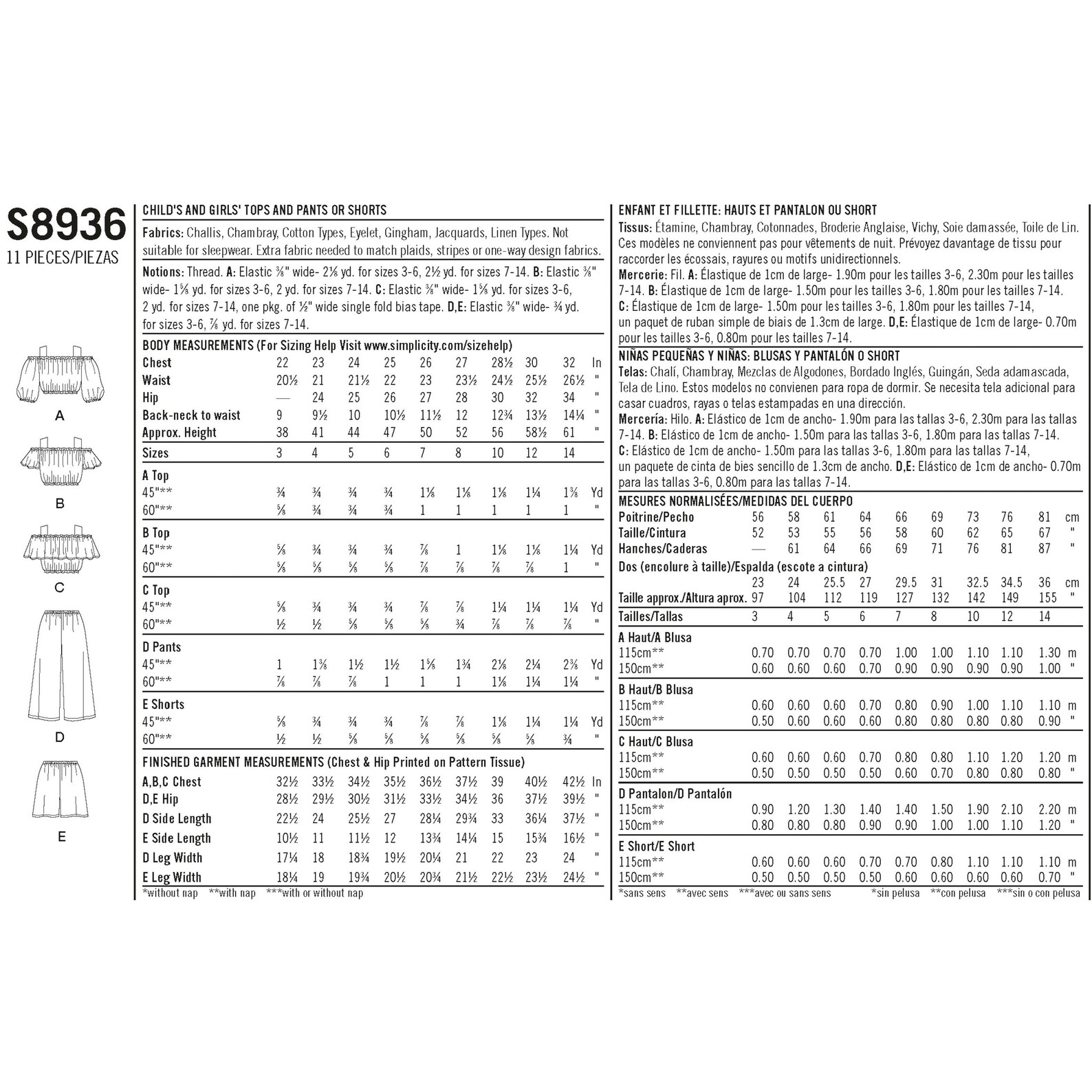 Simplicity Sewing Pattern S8936 Children's and Girl's - Etsy