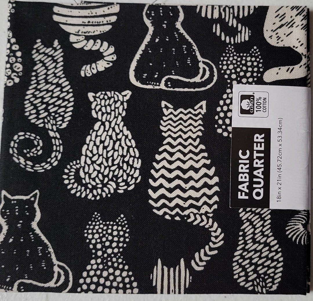 Fabric Quarters Cotton Fabric 18"- Cat Shape Filled on Black - Etsy