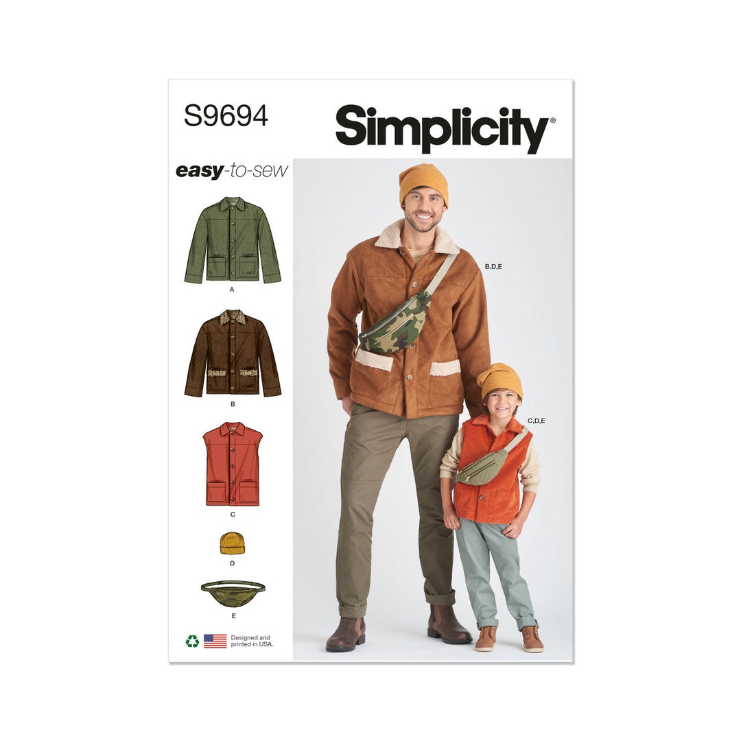 Simplicity Sewing Pattern S9694 Boys' and Men's Jacket, Vest, Hat and ...